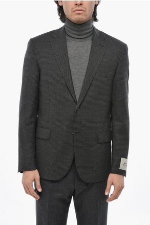 Corneliani CC COLLECTION Micro Checked Virgin Wool Blazer Gr&ouml;&szlig;e 52
