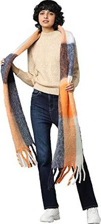 Only Onlagnes Life Scarf Acc tissé Écharpe, Bleu Marin/chèques : Multi Colour Check, Taille Unique Femme