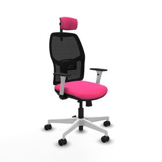 Piqueras y Crespo Alfera Schreibtischstuhl mit Rollen in Rosa und Schwarz, mit wei&szlig;en und schwarzen Armlehnen, h&ouml;henverstellbare Lendenwirbelst&uuml;tze und h&ouml;henverstellbar