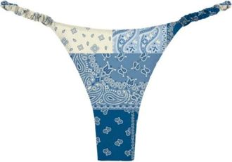MC2 Saint Barth Femme, Maillots de bain, Bleu, Taille: 42 FR Pearlie Cheecky Bottom with Foulard Patch