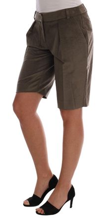 Ermanno Scervino Womens Brown Velvet Bermuda Shorts Green Cotton