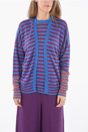 Woolrich Striped Flax Open Front Cardigan size Xl