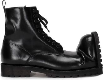 Comme Des Garçons Stiefel - Folded Toe Lace-Up Boots In Premium Cowhide Leathe - Gr. 9 - in Schwarz - für Damen