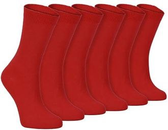 Sock Snob Lot de 6 paires femme coton fine unies couleur uni qualite chaussettes (37-42 eu, PL30 Red)
