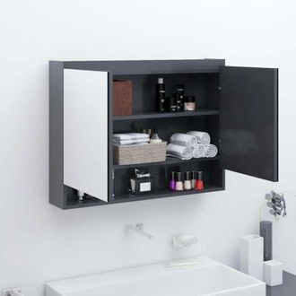 vidaXL Spiegelschrank f&uuml;rs Bad 80x15x60 cm mdf Grau Vidaxl