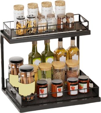 Generic Ausziehbare Ablagen unter dem Schrank - 2-stufiger Schiebe-Organizer, Organizer f&uuml;r ausziehbare Regale | Platzsparendes unter dem Schrank mit glattem 