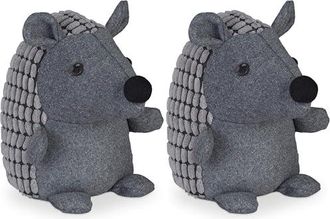 Relaxdays T&uuml;rstopper Igel, Stoff, f&uuml;r Boden, innen, dekorativer T&uuml;rpuffer Tier, weich, schwer, 20 cm hoch, dunkelgrau, 1 St&uuml;ck, Grau (Packung mit 2)