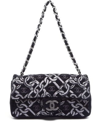 Chanel sac &agrave; main &agrave; rabat (2006) - Noir