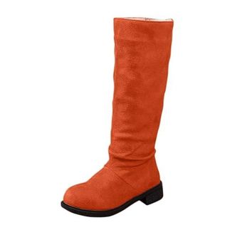 Generic Bottes de marche classiques &agrave; talon &eacute;pais pour femme - En daim synth&eacute;tique - &Eacute;l&eacute;gantes et d&eacute;contract&eacute;es - Semelle antid&eacute;rapante confortable - &Agrave; enfile