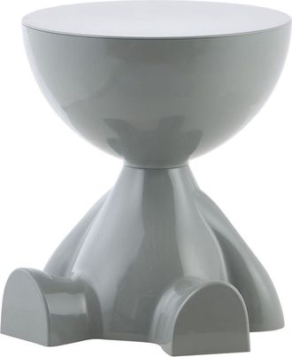 HowHomely Beistelltisch 36x36x41 cm Design grau Leichter Seitentisch aus Kunststoff mit glänzender Oberfläche Couchtisch Nachttisch dekoratives Element