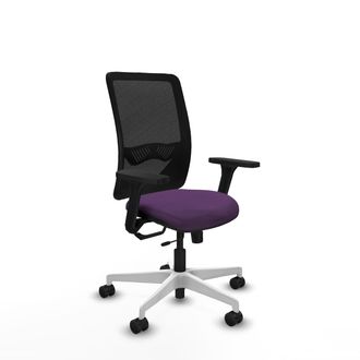 Piqueras y Crespo Stuhl Zulema mit 3D-Armen, h&ouml;henverstellbare Lendenwirbelst&uuml;tze, ausgestattet mit Syncro/Traslack und Schneidschaum, mit Rollen 65 mm Nylon, Schwarz/V