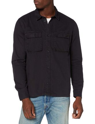 Dr. Denim Herren Cade Shirt Hemd mit Button-Down-Kragen, Washed Black, XS