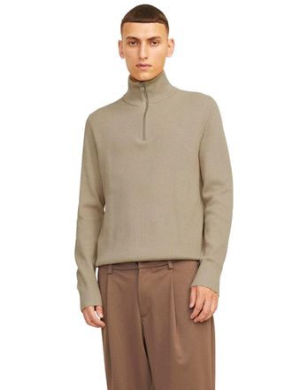 Jack & Jones Male Strickjacke mit Viertelreißverschluss Einfarbig Strickjacke mit Viertelreißverschluss