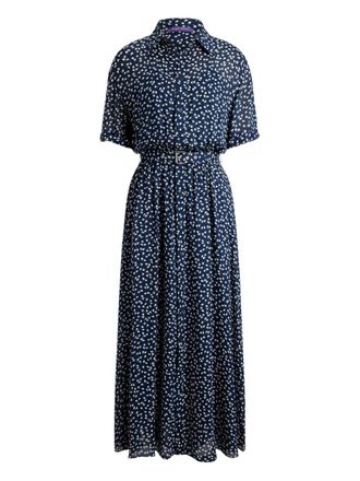 Ralph Lauren Collection robe mi-longue &agrave; imprim&eacute; g&eacute;om&eacute;trique - Bleu