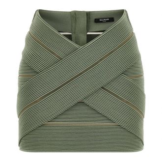 Balmain Stretch-Viskose-Minirock - - Skirts - Damen - Gr&uuml;n - XS