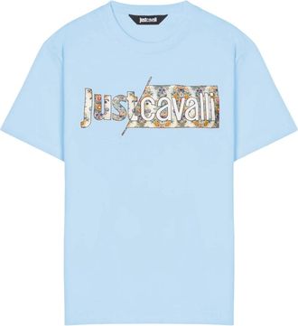 Just Cavalli Femme, Tops, Bleu, Taille: 42 FR T-Shirt Logo Floral