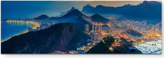 Paul Sinus Art Leinwandbilder | Bilder Leinwand 120x40cm Rio de Janeiro - Copacabana Strand, Urca und Botafogo vom Sugar Loaf Rio, Strand, Ausblick, Reisen