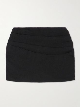 Le Kasha Mini-jupe En Gaze De Lin Biologique À Drapé Spetses - Noir