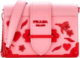 Prada Cahier Embellished Leather Small crossbody bag - Rosa