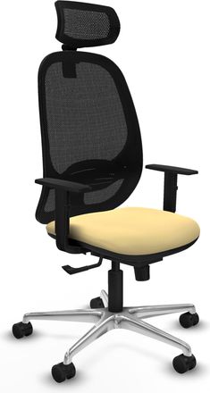 Piqueras y Crespo Schreibtischstuhl mit Rollen von Cilanco mit 1D-Armen, h&ouml;henverstellbare Lendenwirbelst&uuml;tze und h&ouml;henverstellbares Kopfteil und Neigung, Schwarz/Creme