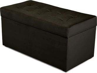 MG Design Polsterhocker 45 x 90 cm Schwarz mit großem Stauraum (ca. 100 L), bis 300 kg belastbar, weich mit dezentem Schimmer, pflegeleicht - Wohnbereich, Schla