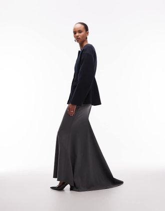 Asos Jupe longue avec ourlet en pointe - Anthracite-Gris