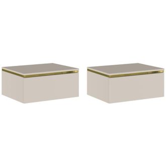 Vente-Unique Pascal Morabito - Lot de 2 tables de chevet suspendues avec 1 tiroir - Beige m&eacute;lamin&eacute; - Tiroir push to open - &Eacute;co-responsable fabriqu&eacute; en Europe