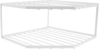 NUOBESTY Lurrose Doppellagiges Eckregal K&uuml;chenorganizer aus Metall 12cm Hoch Wei&szlig; Topf und Pfannenst&auml;nder f&uuml;r Arbeitsplatte und Unterschrank Platzsparender K&uuml;c