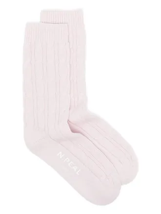 N.Peal chaussettes en maille torsad&eacute;e - Rose