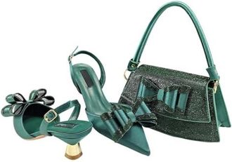 Generic Ensemble chaussures et sac pour femme Motif papillon dinspiration italienne avec sac à main assorti, EN8, 44.5 EU