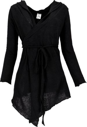 Guru Shop Pixi Wickel-Strickjacke - Schwarz, Damen, Baumwolle