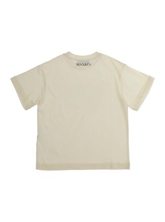 Max & Co. Girls Crew-Neck T-Shirt Beige Cotton T-Shirts And Polos