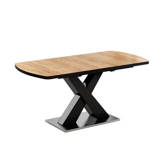 Vicco Esstisch Chinto, Schwarz/Eiche rustikal, 120 x 80 cm ausziehbar