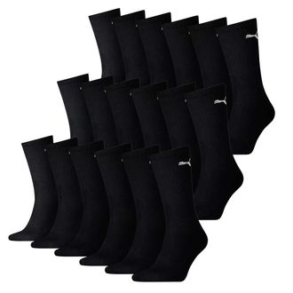 Puma 18 Paar Socken Cush Crew Sportsocken Tennis Socken Unisex, Farbe:200 - Schwarz, Socken & Str&uuml;mpfe:39-42