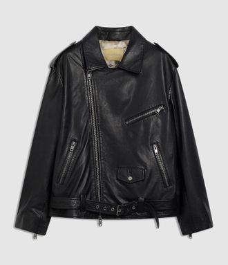 Momoni Blouson Cuir Perfecto Lond Nero
