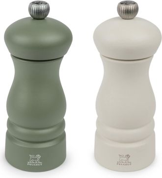 Peugeot Duo Clermont - Pfefferm&uuml;hle + Salzm&uuml;hle 13 cm - Klassische Einstellung - Buchenholz - Farben: Foug&egrave;re-Gr&uuml;n & Federwei&szlig;