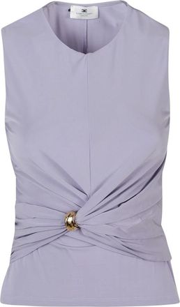 Elisabetta Franchi Femme, Blouses et Chemises, Violet, Taille: 44 FR Top en jersey avec d&eacute;tail bijou