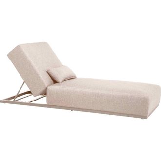 Oviala Bain de soleil avec coussin inclinable 5 positions beige