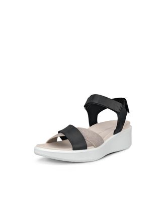 Ecco Damen Flowt Wedge Luxury Crossband Sandalen, Schwarz, 6/6.5 UK