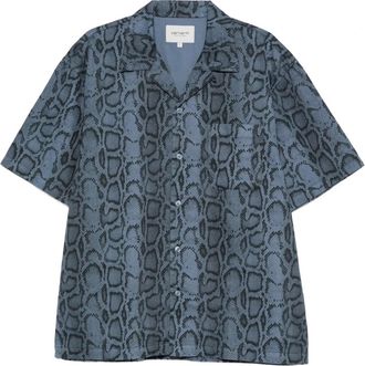 Carhartt Work in Progress Homme, Chemises, Bleu, Taille: XL S/S Snake Camo Shirt
