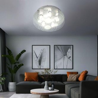 Globo Lighting Globo Lighting - Plafonnier plafonnier en verre satin&eacute; 6 flammes plafonnier salon, 6x 5W 400Lm blanc chaud, DxH 33x12.5 cm