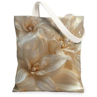 Generic Sac fourre-tout en toile de printemps Hosta pour faire du shopping, 33 x 38,1 cm, style 3D de luxe, sac d&eacute;picerie r&eacute;utilisable, sac d&eacute;picerie pour fem