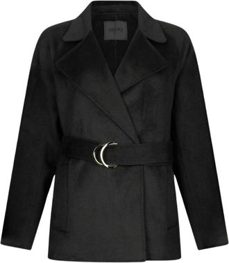 Liu Jo Femme, Manteaux, Noir, Taille: 36 FR Manteau en laine avec ceinture