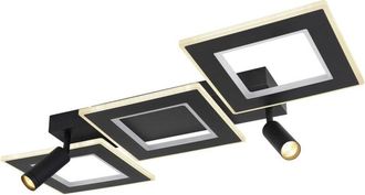 Globo Lighting Plafonnier semi-encastré LED intégré 82 x 56 cm, noir mat, LED à intensité variable 2 700-6 500 K, télécommande