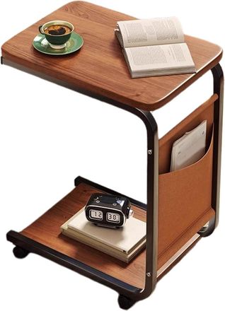 Generic Beistelltisch in C-Form - kompakter Lounge-, schlanker rollender Begleiter | Doppelst&ouml;ckiges Rahmendetail, praktischer Couch-St&uuml;tzvorteil, Nutzung Rau