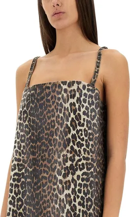 Ganni Animal Pattern Organic Cotton Dress - Multicolor