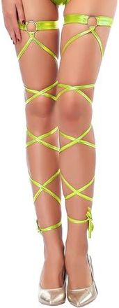 Generic Jambi&egrave;res gothiques m&eacute;talliques brillantes avec porte-jarretelles antid&eacute;rapantes pour femme, vert menthe, Taille unique