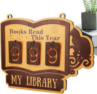 Generic Buchz&auml;hler Schild - Wandschmuck Aus Holz F&uuml;r B&uuml;cherregal,Buch Dekoschild f&uuml;r Wohnzimmer | Arbeitszimmer Homeoffice Bibliothek Lesecke Wand Studierzimm