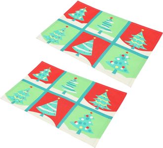 BESPORTBLE Homoyoyo 2 St&uuml;ck Weihnachts Tischsets mit Weihnachtsbaum Motiv Dekorative Essgeschirr Matten Kratzfest und Schmutzabweisend Festliche Tischdekoration 