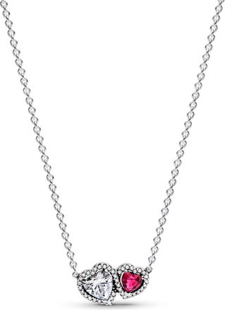 Pandora PandoraTimeless Strahlenkranz Herzen Anhänger-Halskette aus Sterling Silber mit Zirkonia, 45cm, 393632C01-45